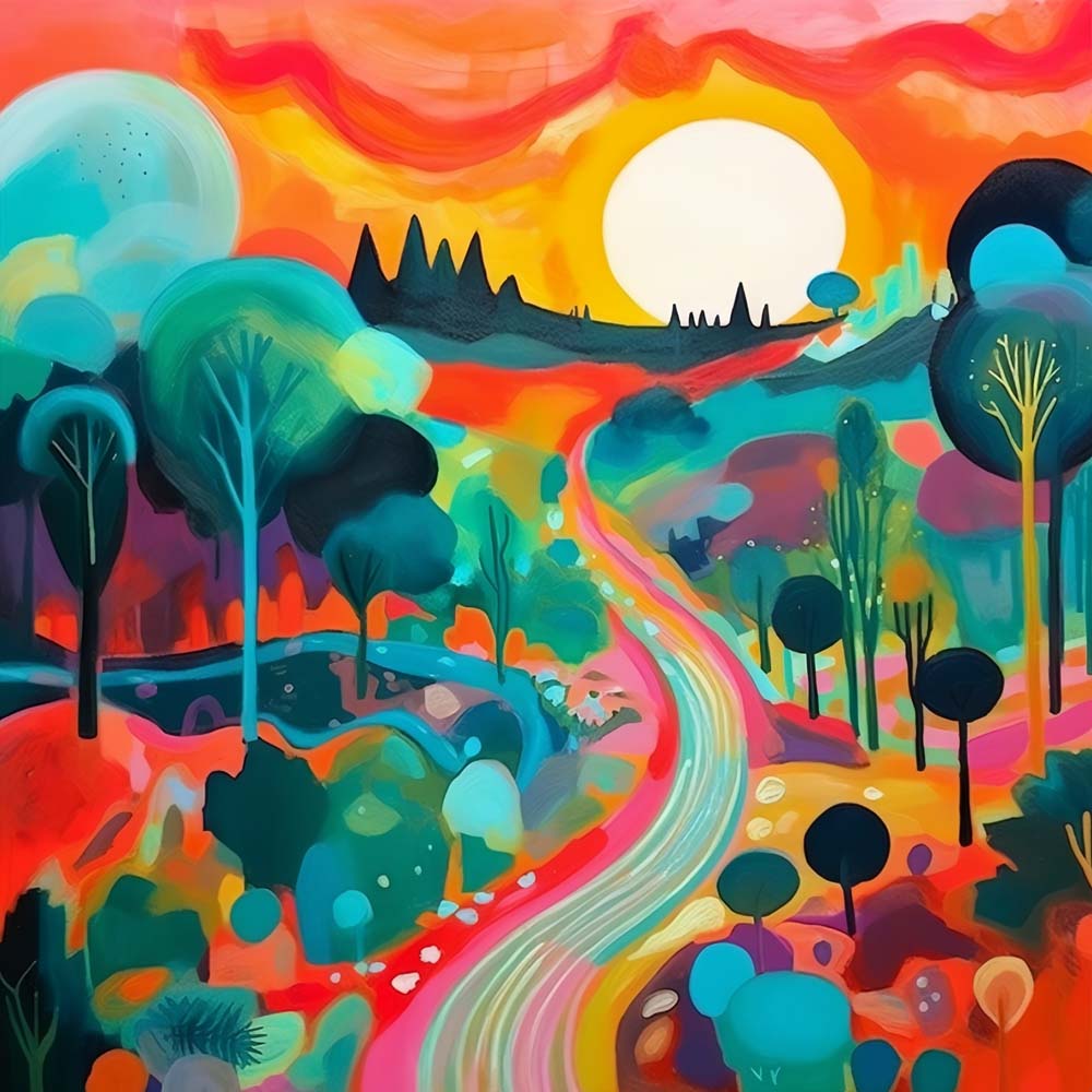 Diamond Painting Sets Deutschland - Frühling Cartoon Felder – Diamonddiy.de