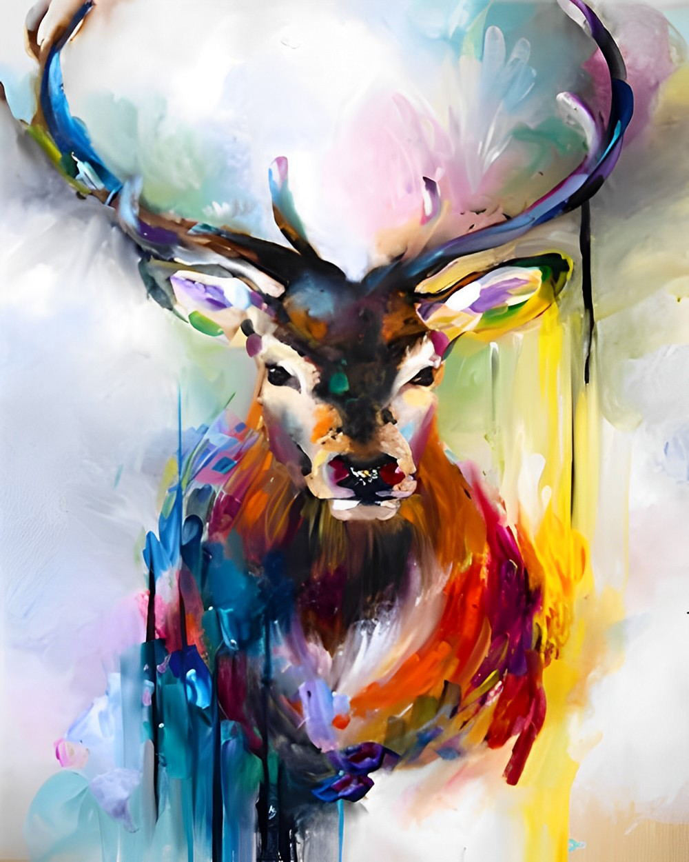 Diamond Painting Kaufen - Hirsch im Aquarellstil – Diamonddiy.de
